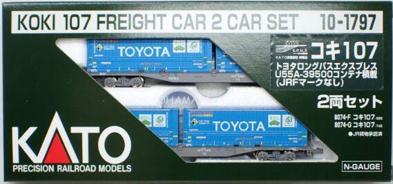 コキ107 トヨタロングパスエクスプレスU55A-39500コンテナ積載(JRFマークなし)が入線です。KATO 10-1797 2両セット KATO京都駅店 | NGaugeJP - 横濱 ...