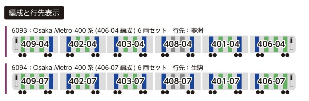 Osaka Metro 400系(406-04編成)6両セット 品番：6093 鉄道模型 ポポンデッタ(POPONDETTA ...