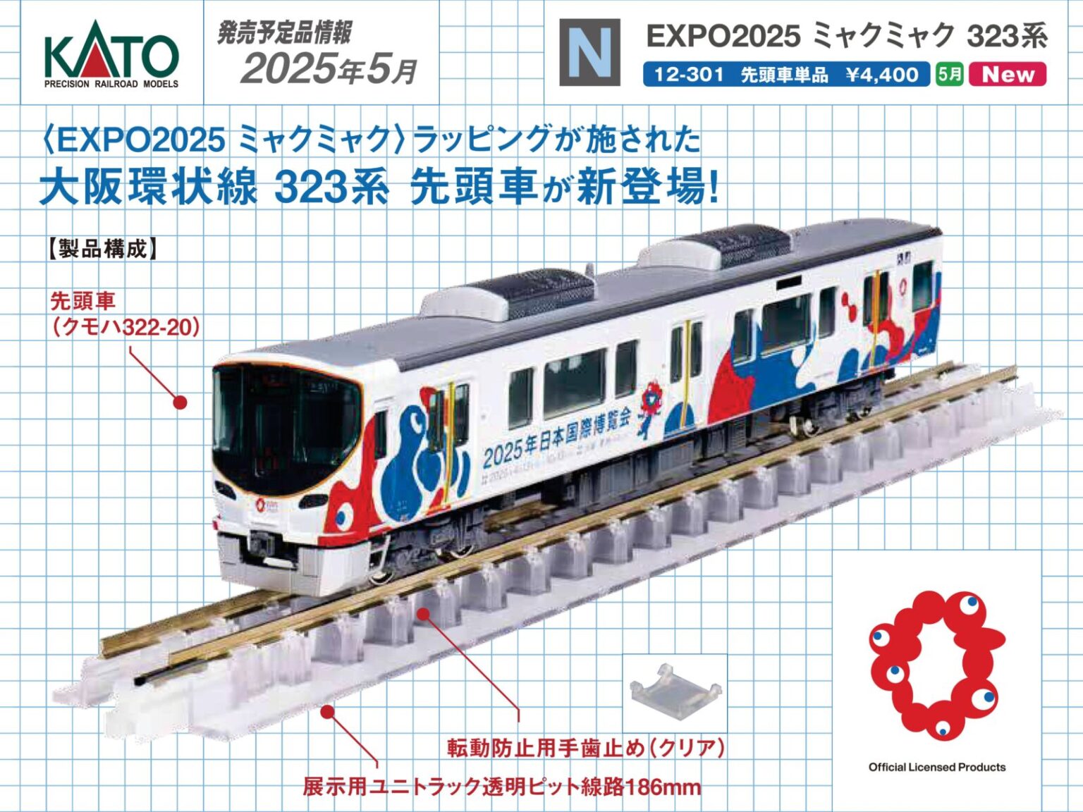EXPO 2025 ミャクミャク 323系 (先頭車単品) 特別企画品 品番：12-301 鉄道模型 KATO(カトー) | NGaugeJP - Nゲージインフォメーションサイト